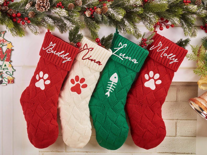 2025 Personalized Christmas Stockings,personalized Pet Paw Stockings ...