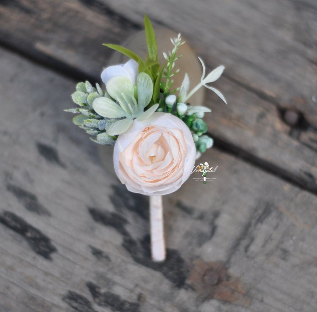 Wedding Pin/boutonnière/pin/champagne Pink Blush Pink Rose Boutonnières ...