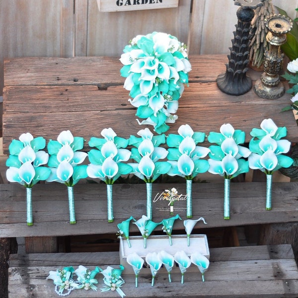 Turquoise Wedding Bouquet - Etsy