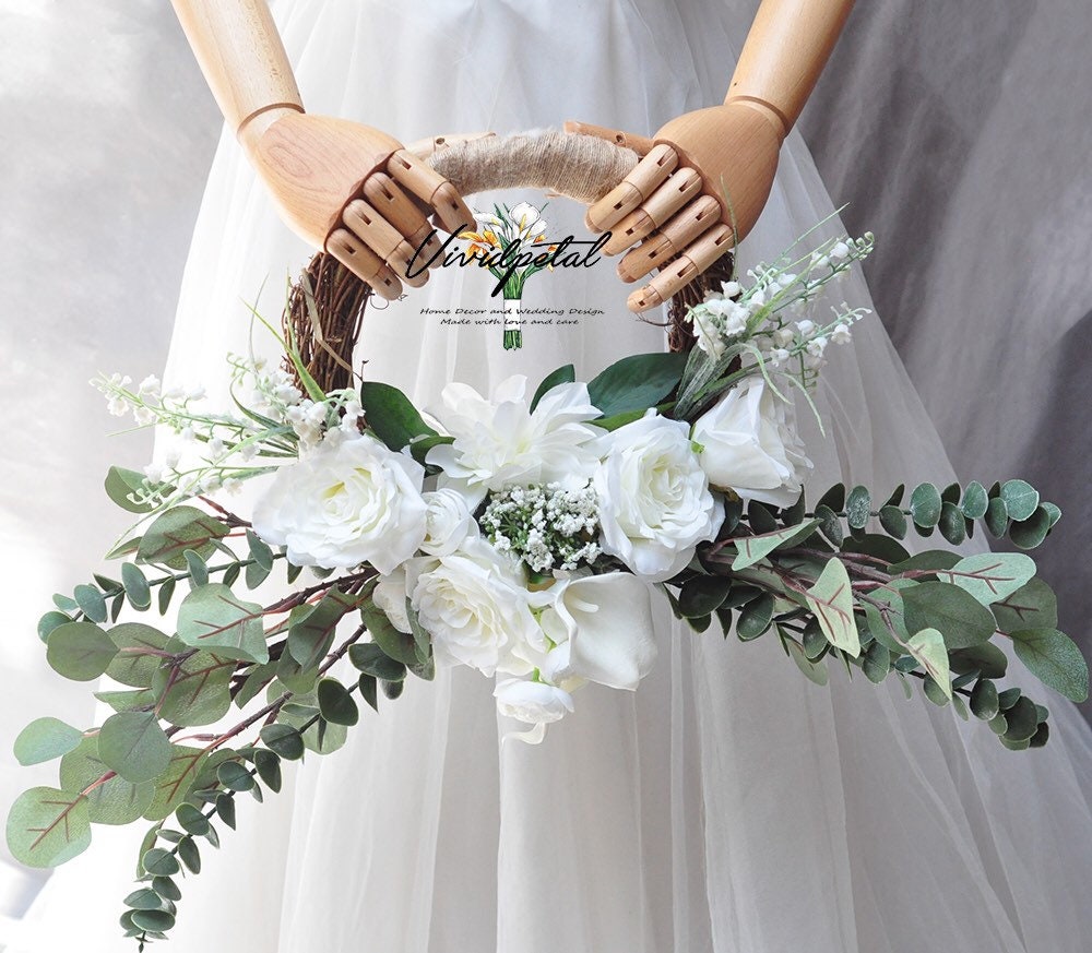 Wedding flower wreath Ring Wedding Bouquet white Calla Lily | Etsy