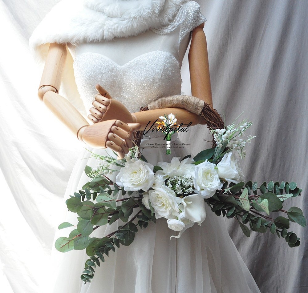 Wedding flower wreath Ring Wedding Bouquet white Calla Lily | Etsy