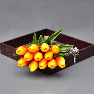Yellow Orange Tulip Real Touch Tulip Bouquet , Small Yellow Orange ...