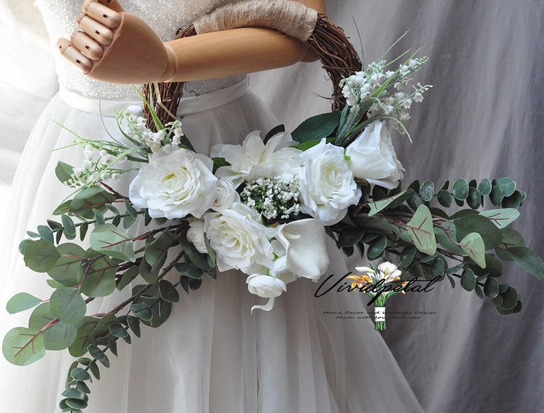 Wedding flower wreath Ring Wedding Bouquet white Calla Lily | Etsy