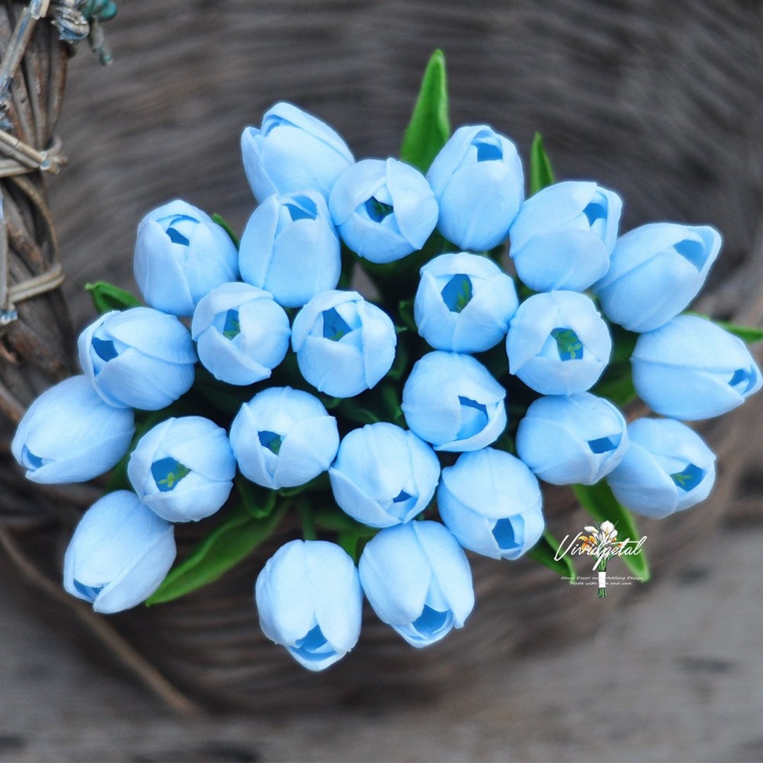 Sky Blue Tulip Real Touch Tulip Bouquet Small Blue Bouquet - Etsy