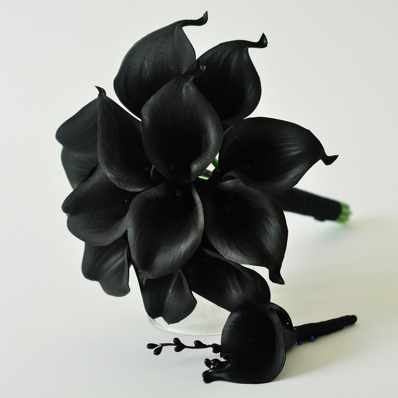 Black Calla Lilies Real Touch Calla Lily Bouquet And Etsy