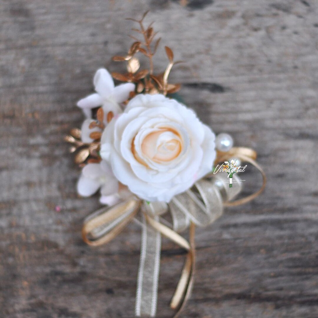 Wrist Corsage/mother Corsage/pearl Corsage/ivory White Rose/ribbon ...