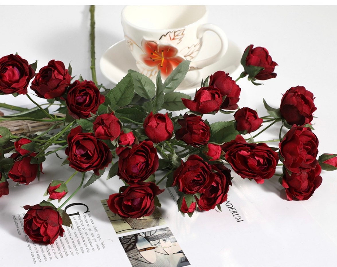 Silk Mini Rose Rambling Rose Burgundy Wine Red Silk Rose - Etsy