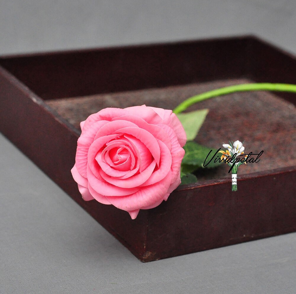 1 Stems Real Touch Rose Pink Rose Artificial Single Spray Silk | Etsy