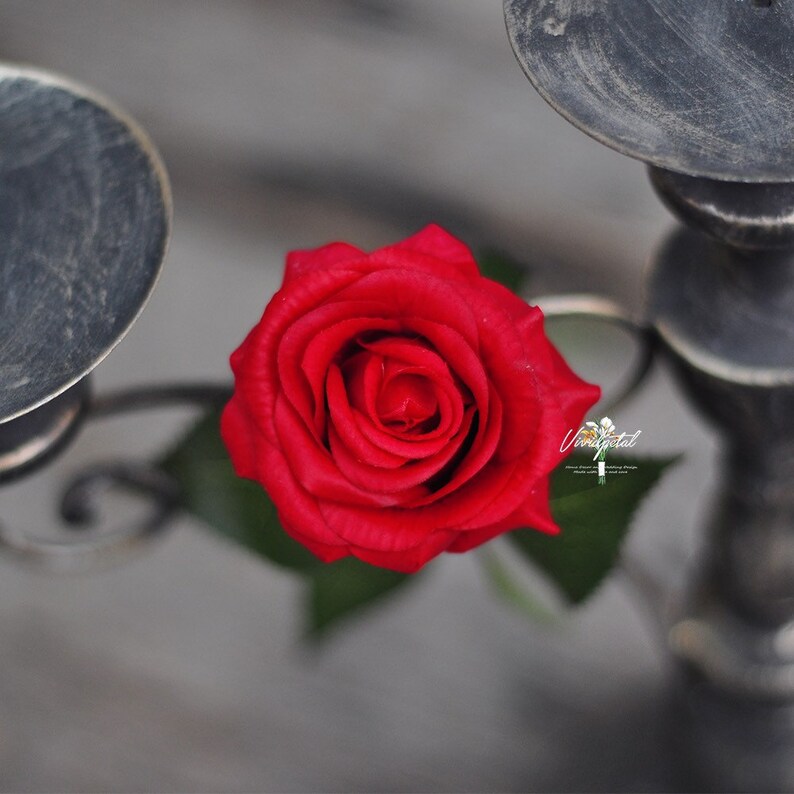 1 Stems Real Touch Rose Pure Red Rose Artificial Single Spray - Etsy