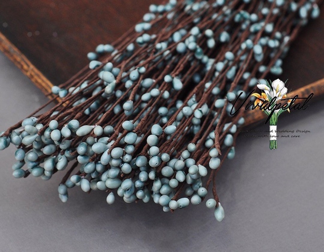 50pcs Pip Berry Stems,steel Blue Pip Berries,diy Materials Decoration ...