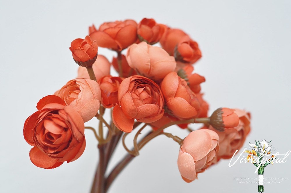 Vintage Fire Orange One Bundle Artificial Silk Mini Ranunculus - Etsy