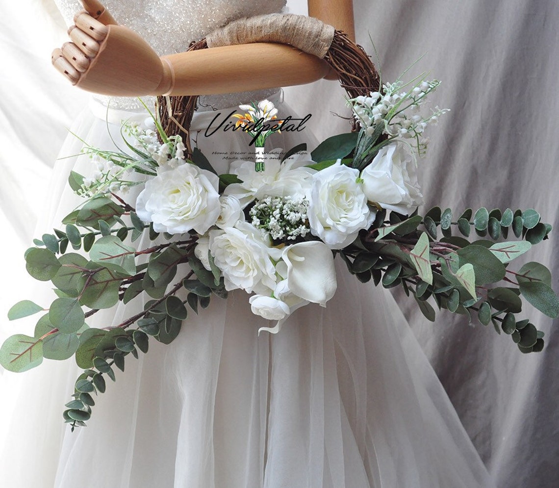 Wedding flower wreath Ring Wedding Bouquet white Calla Lily | Etsy