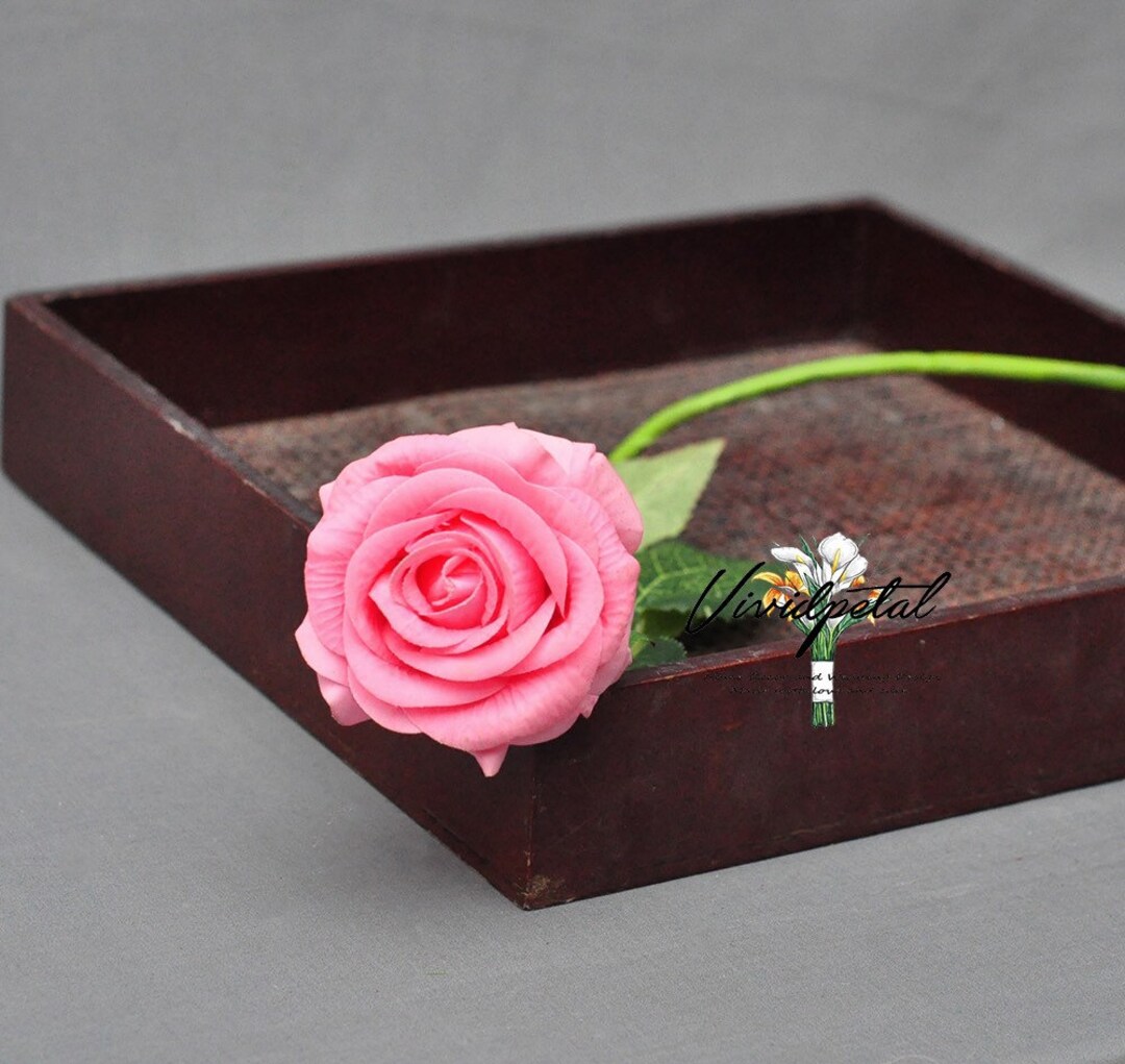 1 Stems Real Touch Rose Pink Rose Artificial Single Spray Silk - Etsy