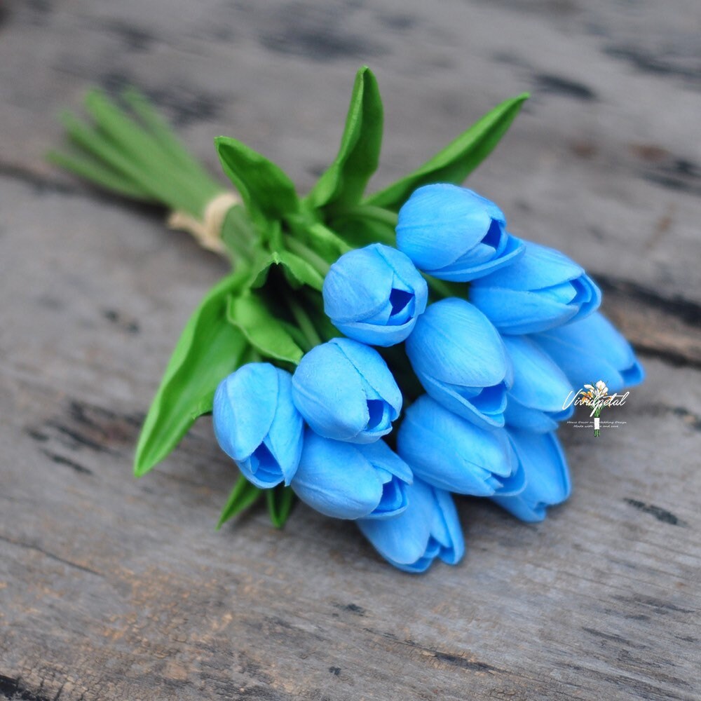 Light Blue Tulip Real Touch Tulip Bouquet Small Blue Bouquet | Etsy