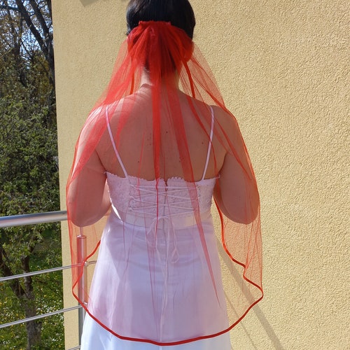 National Style Bride Veil real Red Bride Wedding Veils Red - Etsy