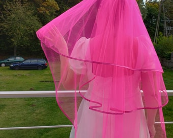 Pretty in Pink Glitter Wedding or Bachelorette Veil - Etsy