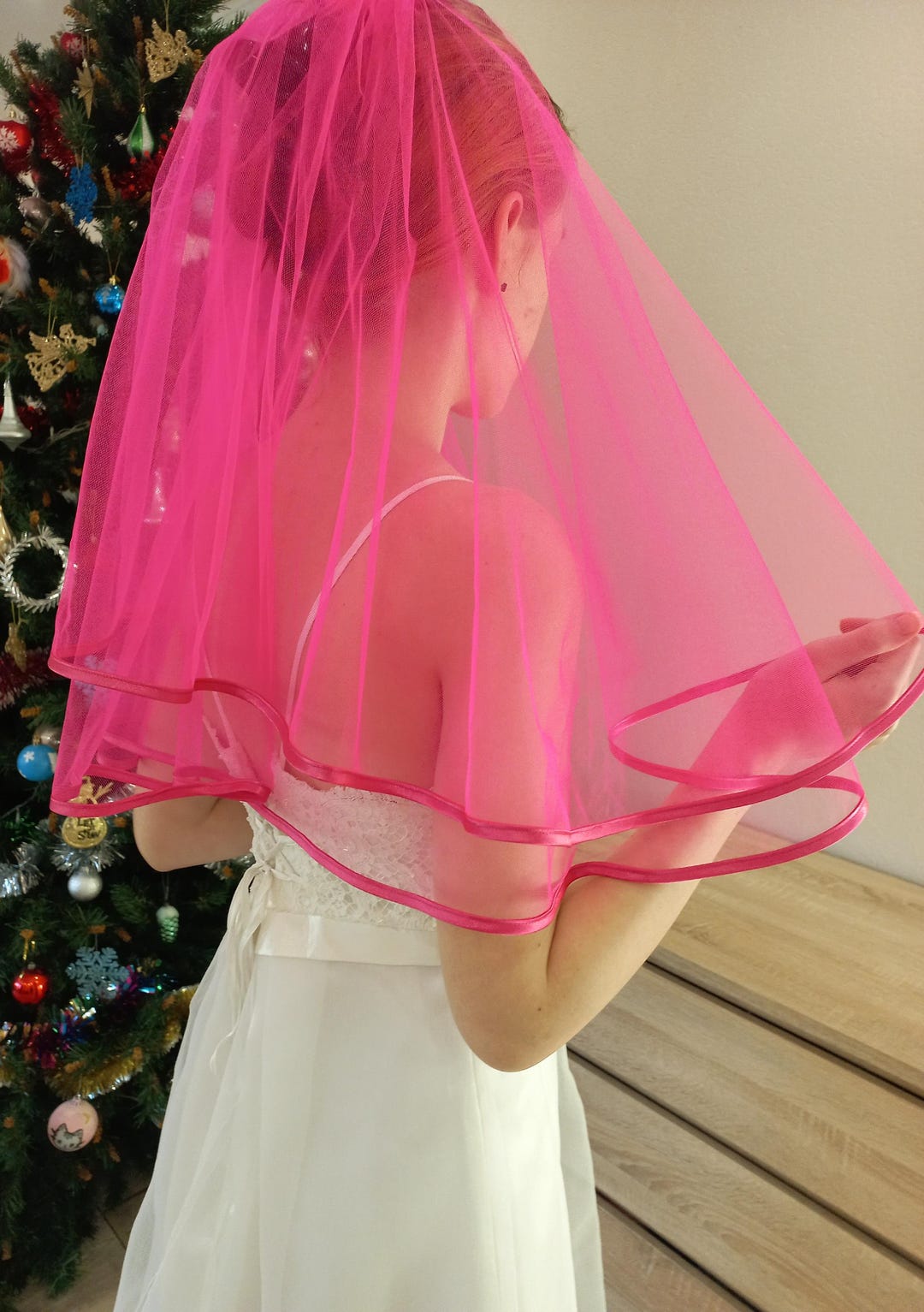 Hot Pink Wedding Veil - Etsy