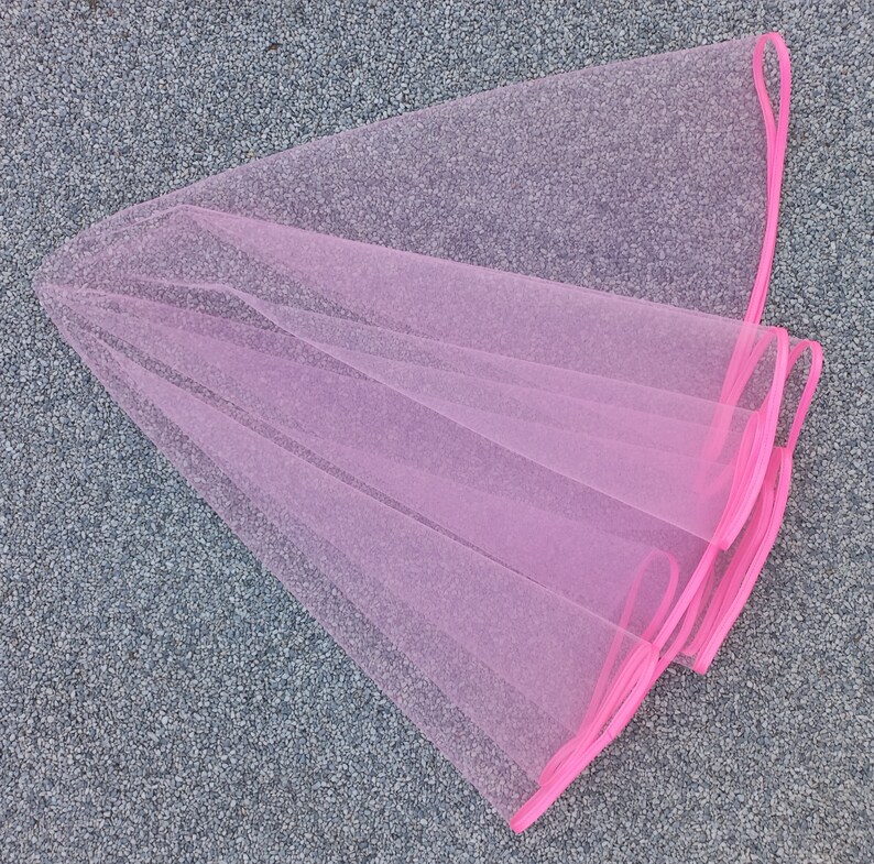 Light Pink Wedding Veil With Hot Pink Ribbon, One Layer - Etsy