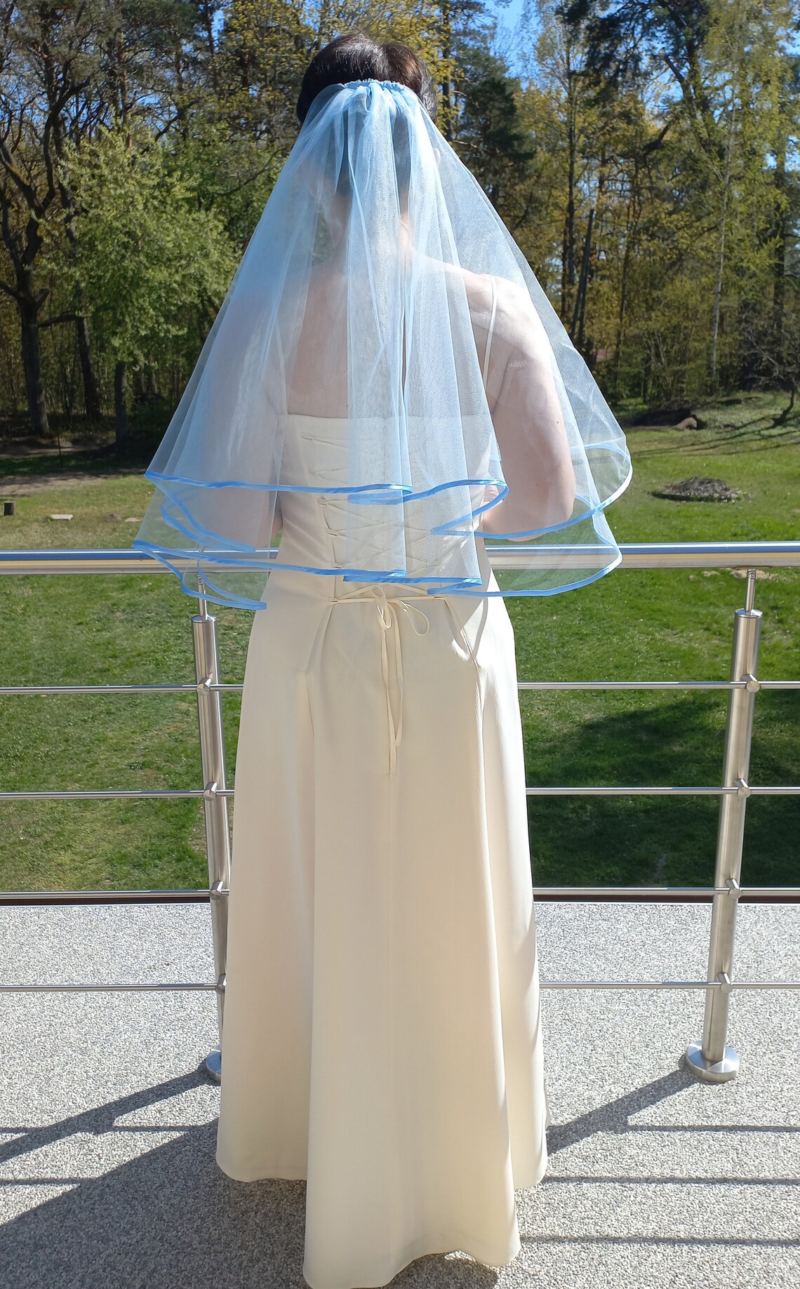 Light Blue Wedding Veil, Two Layers - Etsy