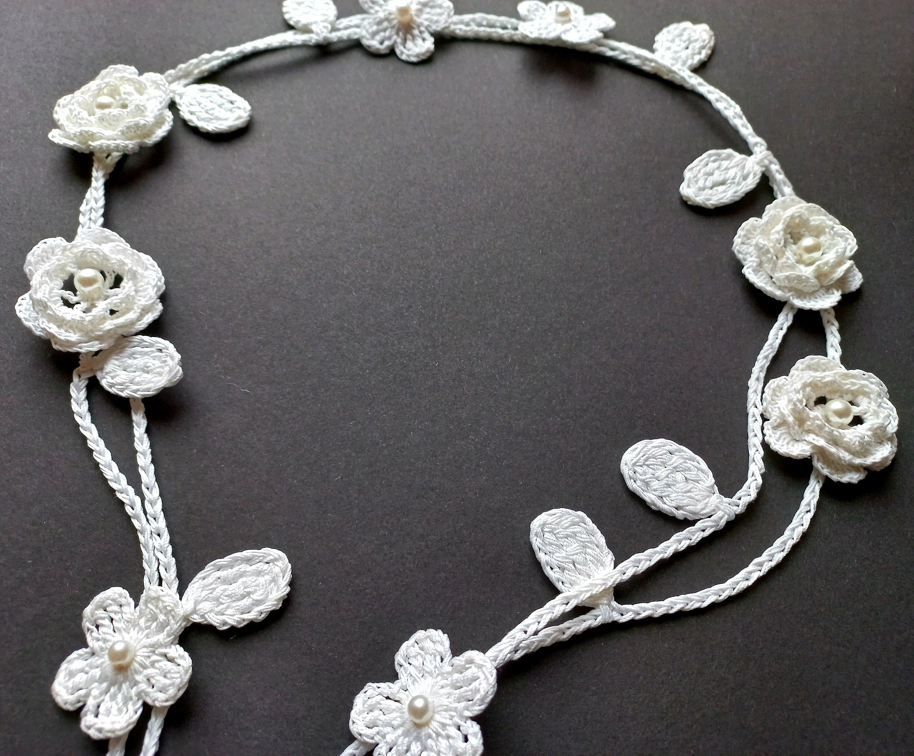 White Crochet Necklace - Etsy