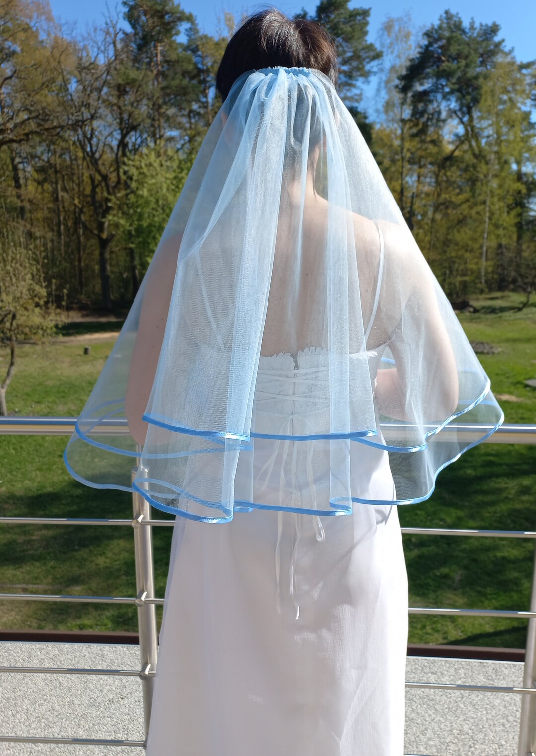 Light Blue Wedding Veil, Two Layers - Etsy