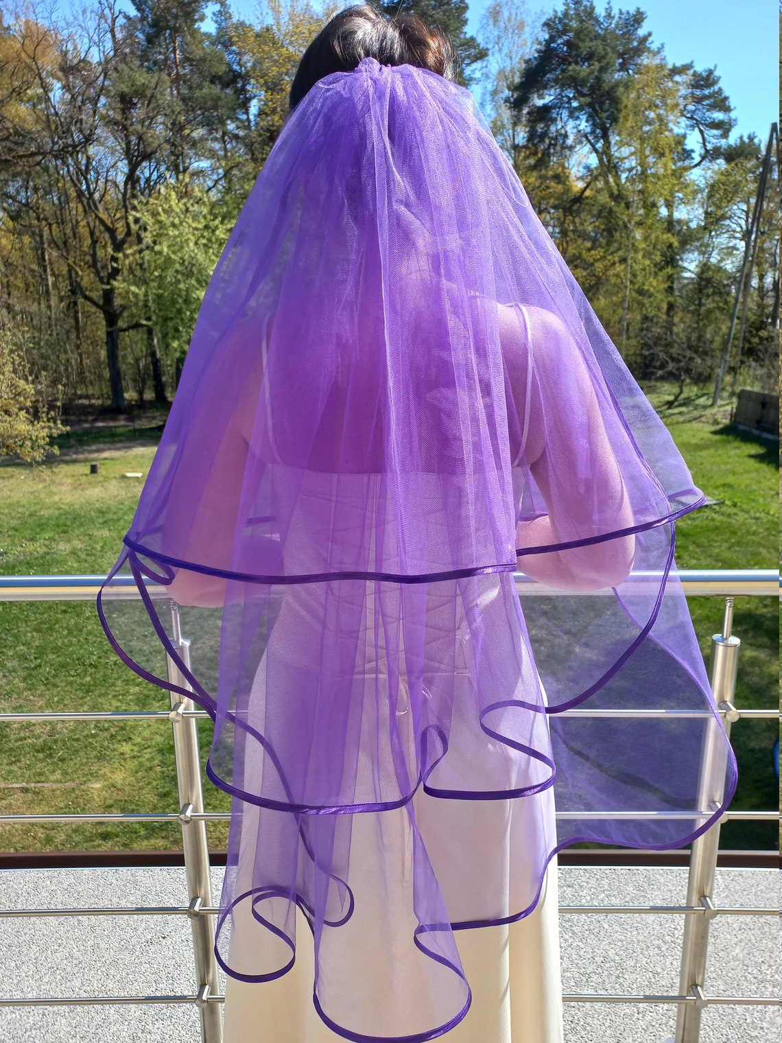 Purple Wedding Veil Three Layers - Etsy