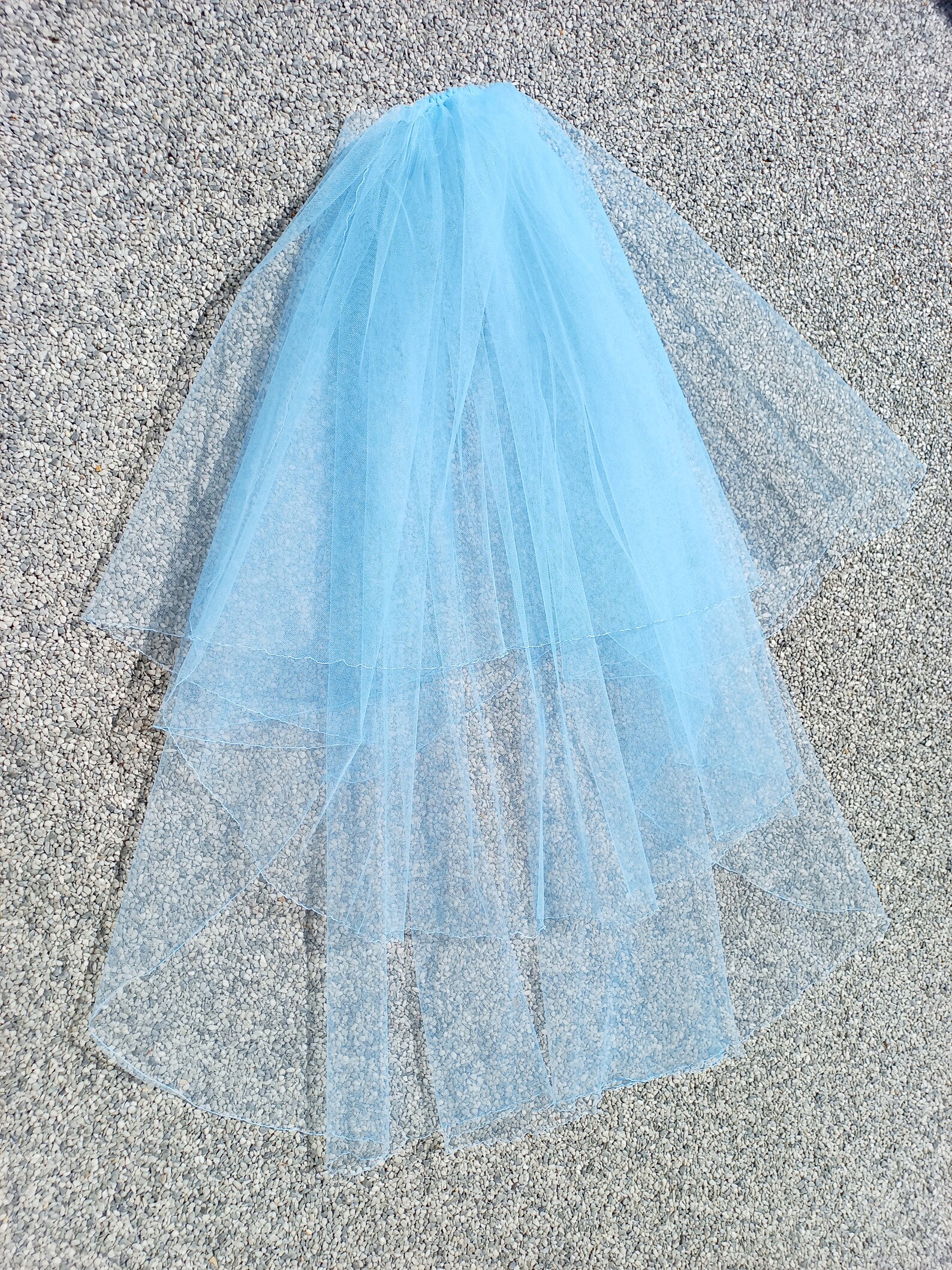 Light Blue Wedding Veil, Three Layers - Etsy