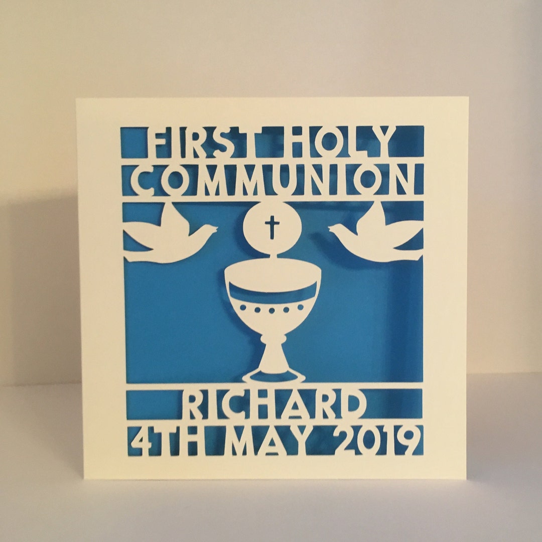 First Holy Communion Card 1st Holy Communion Papercut - Etsy