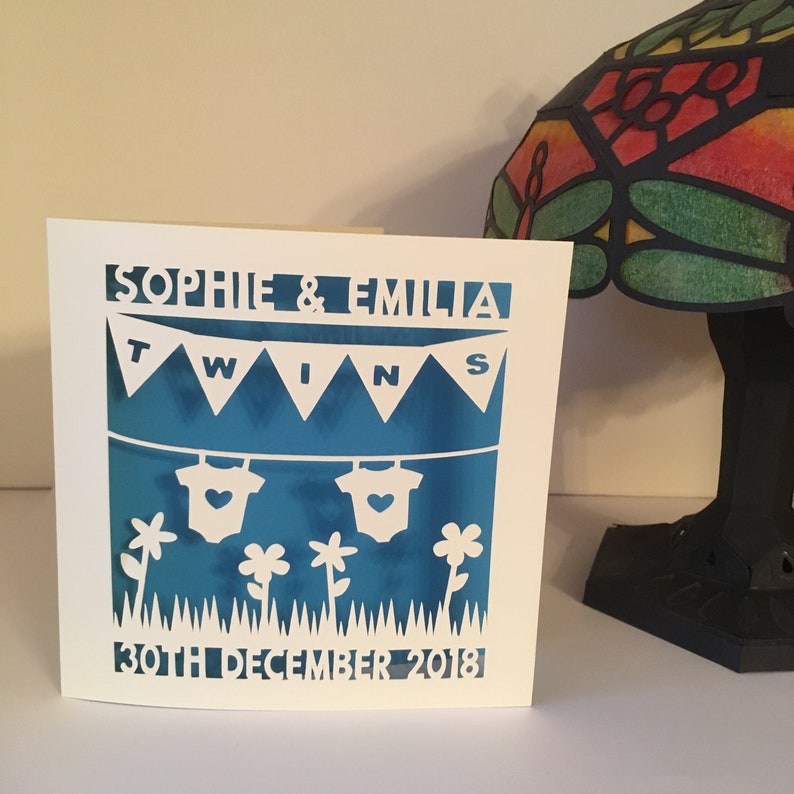 Papercut Personalised Twins Card | Etsy