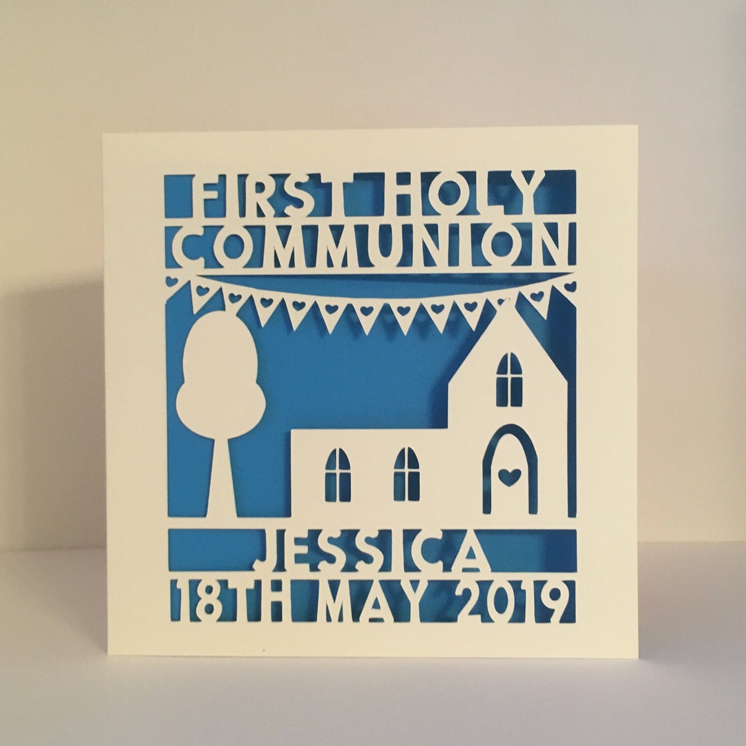First Holy Communion Card Papercut Personalised 1st Holy - Etsy
