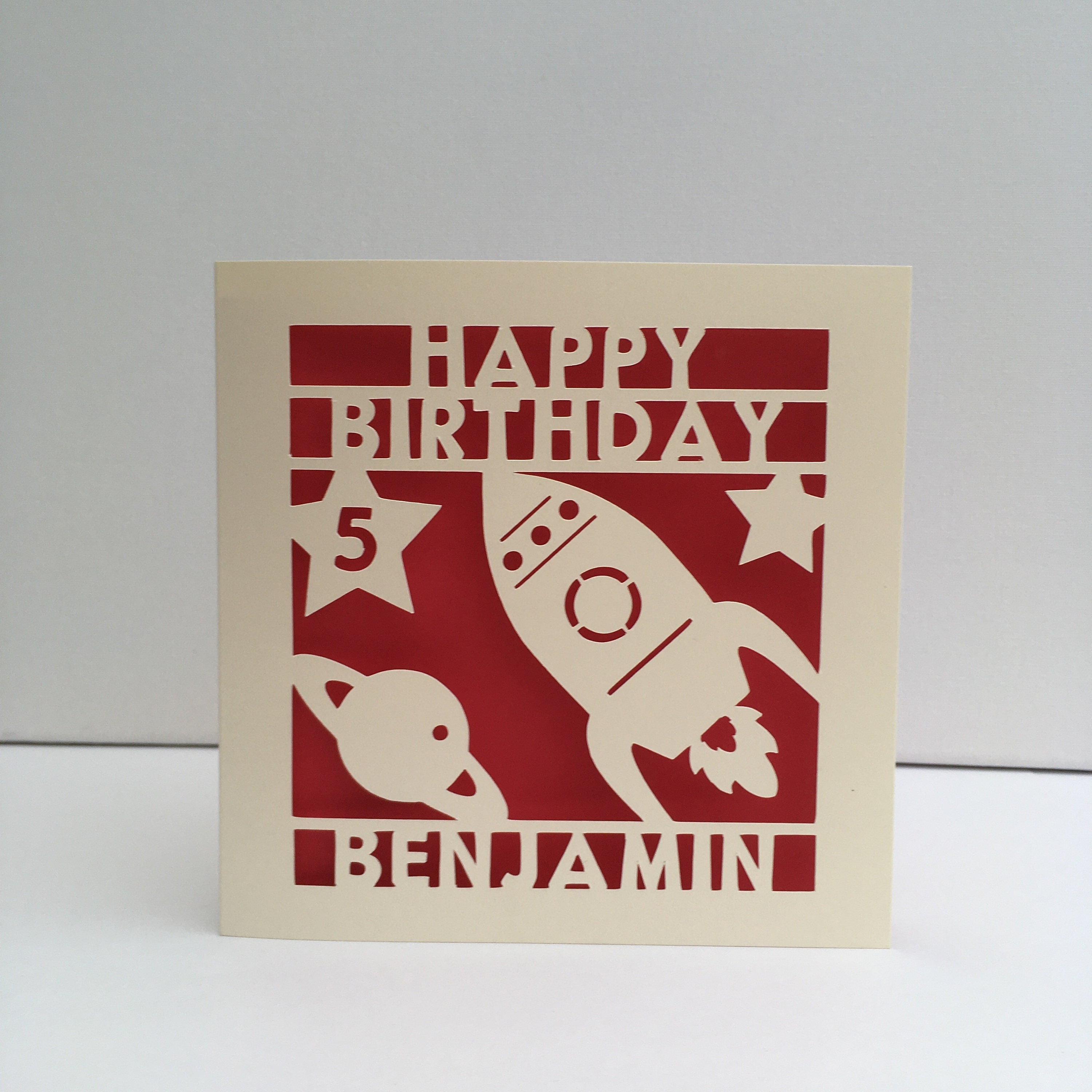 Rocket Birthday Card Papercut Personalised Happy 1st 2nd - Etsy UK