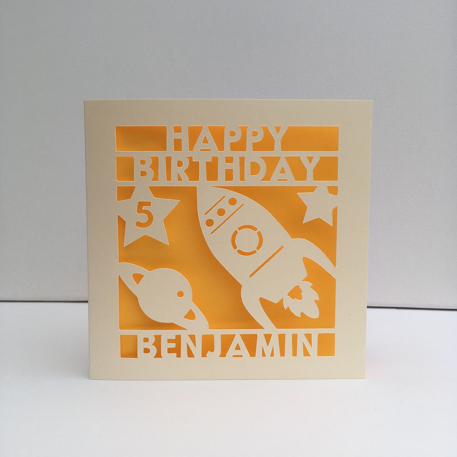 Rocket Birthday Card Papercut Personalised Happy 1st 2nd - Etsy UK