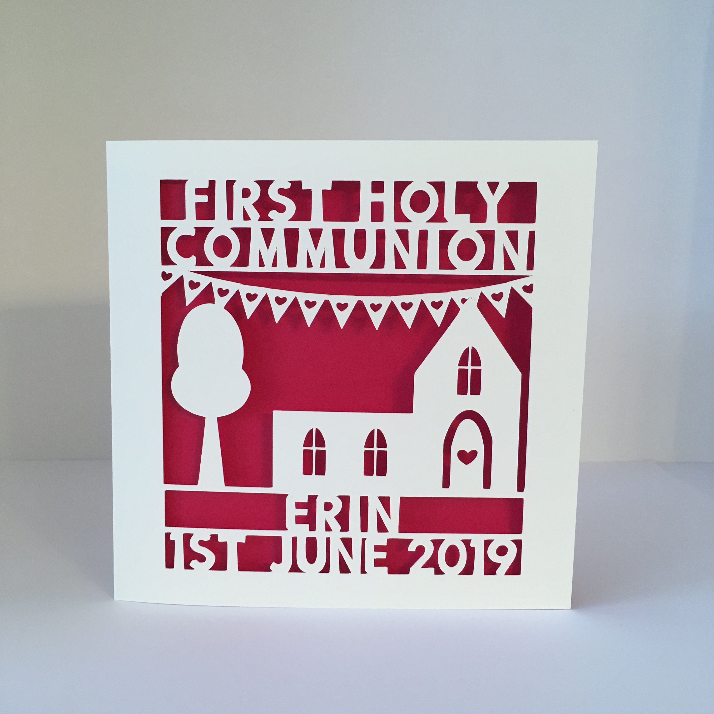First Holy Communion Card Papercut Personalised 1st Holy | Etsy