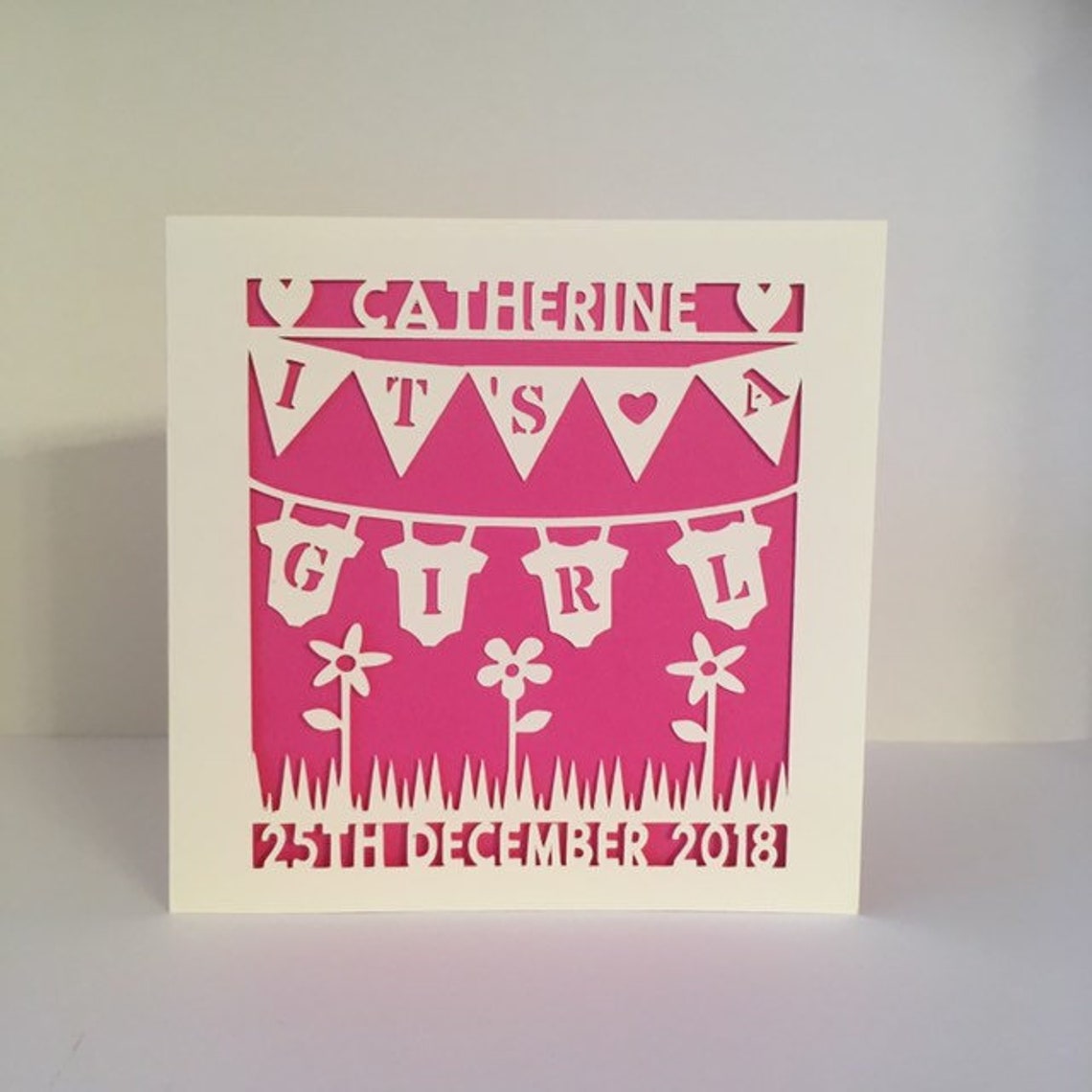 Papercut Personalised It's a Girl Card Baby - Etsy New Zealand