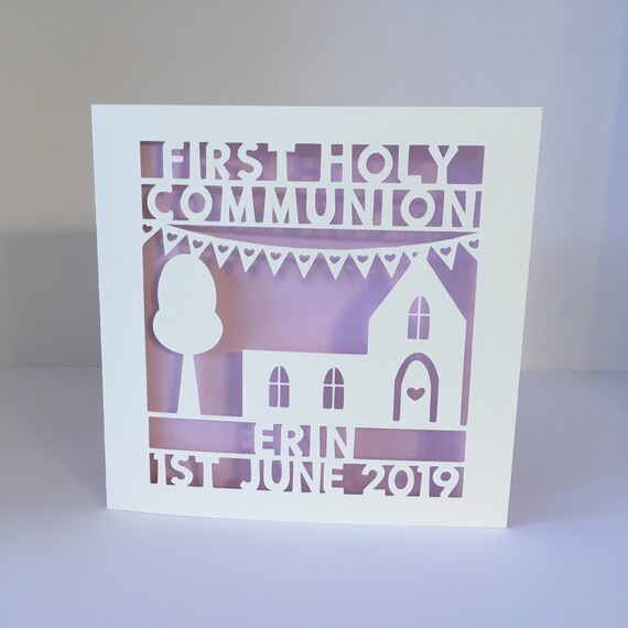 First Holy Communion Card Papercut Personalised 1st Holy | Etsy