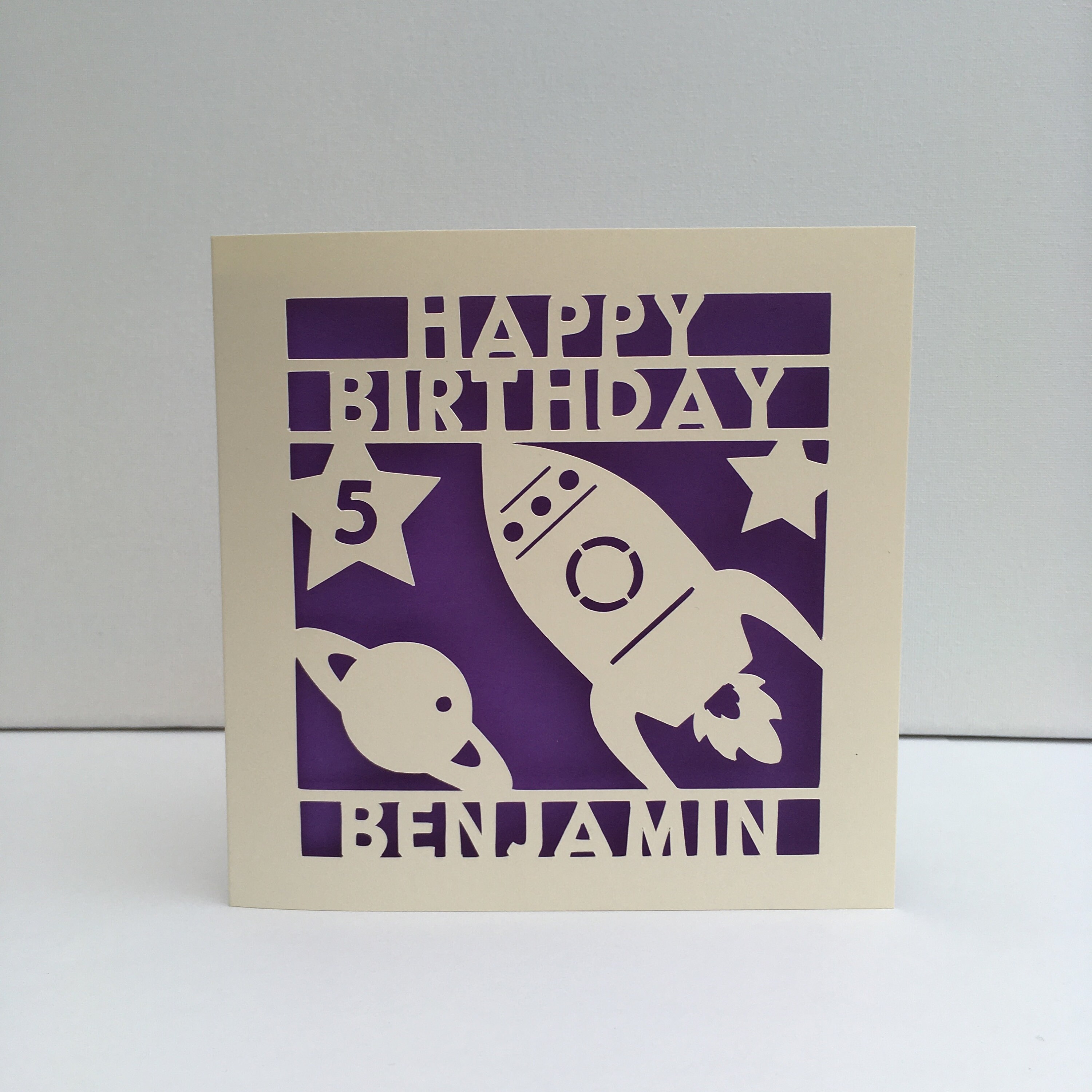 Rocket Birthday Card Papercut Personalised Happy 1st 2nd - Etsy UK