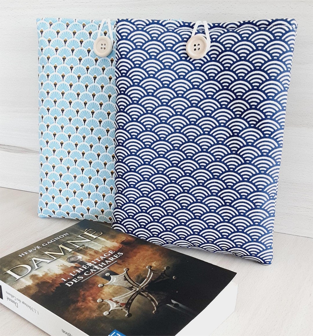 Padded Fabric Book Cover With Button Closure, Protective Book Cover ...