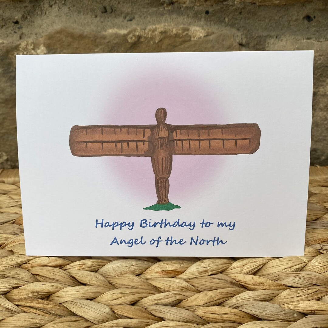 SALE Happy Birthday to My Angel of the North Birthday Card Pink ...