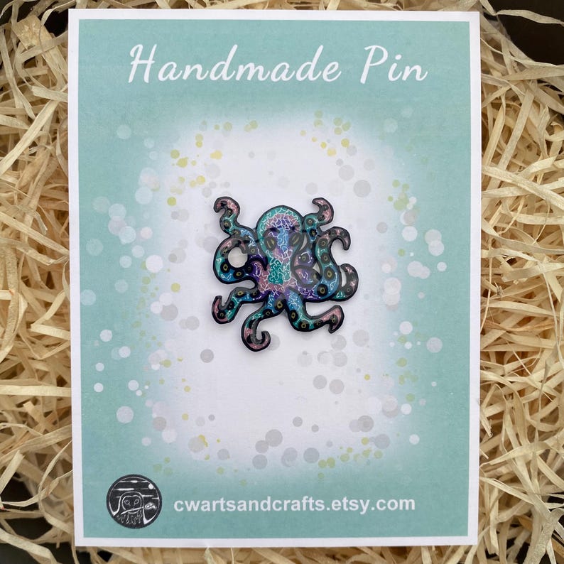 Handmade Octopus Pin Kraken Sea Monster Squid Brooch Badge Unique ...