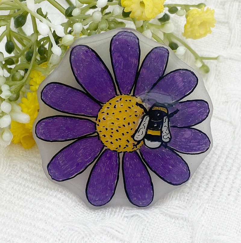 Bumblebee on Flower Handmade Pin Insect Insects Beekeeper Bee Brooch ...