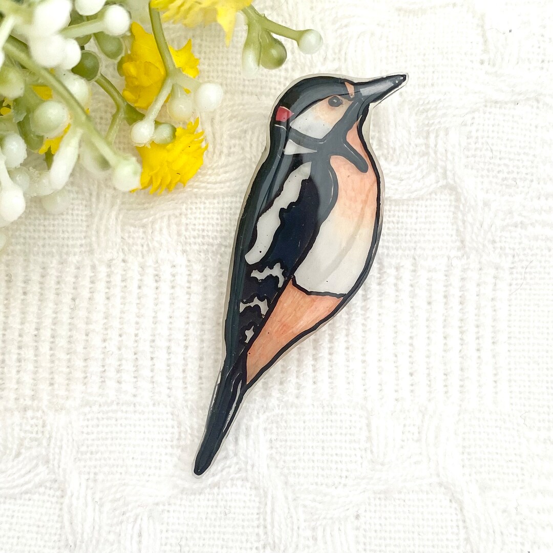 Woodpecker Handmade Pin - Birds - Garden Birds - Birdwatching- Great ...