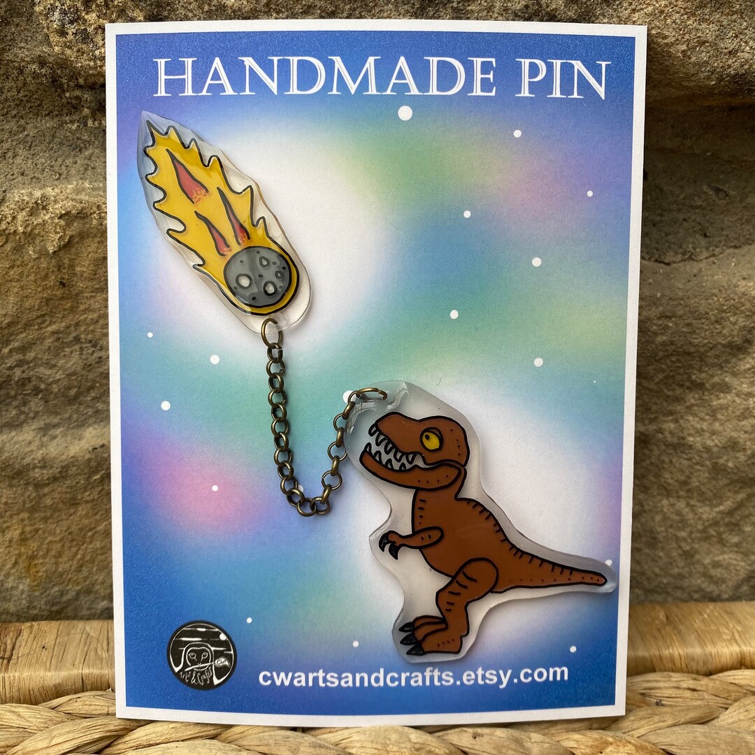 Dinosaur & Comet Double Pin - Large - T-rex - Dinosaurs - Dino - Space - Jurassic Park ...