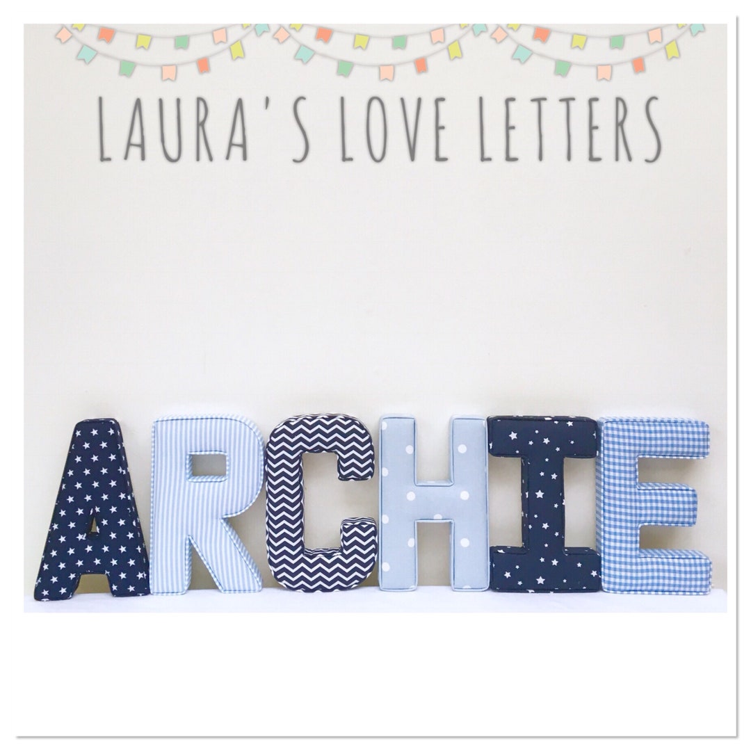 Fabric Padded Letters for Boys, Nursery Decor, Personalised Name Gift ...