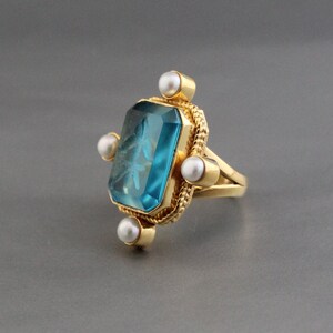 Intaglio Ring, Blue Crystal Ring, Vintage Antique Jewelry, Dainty Gold ...