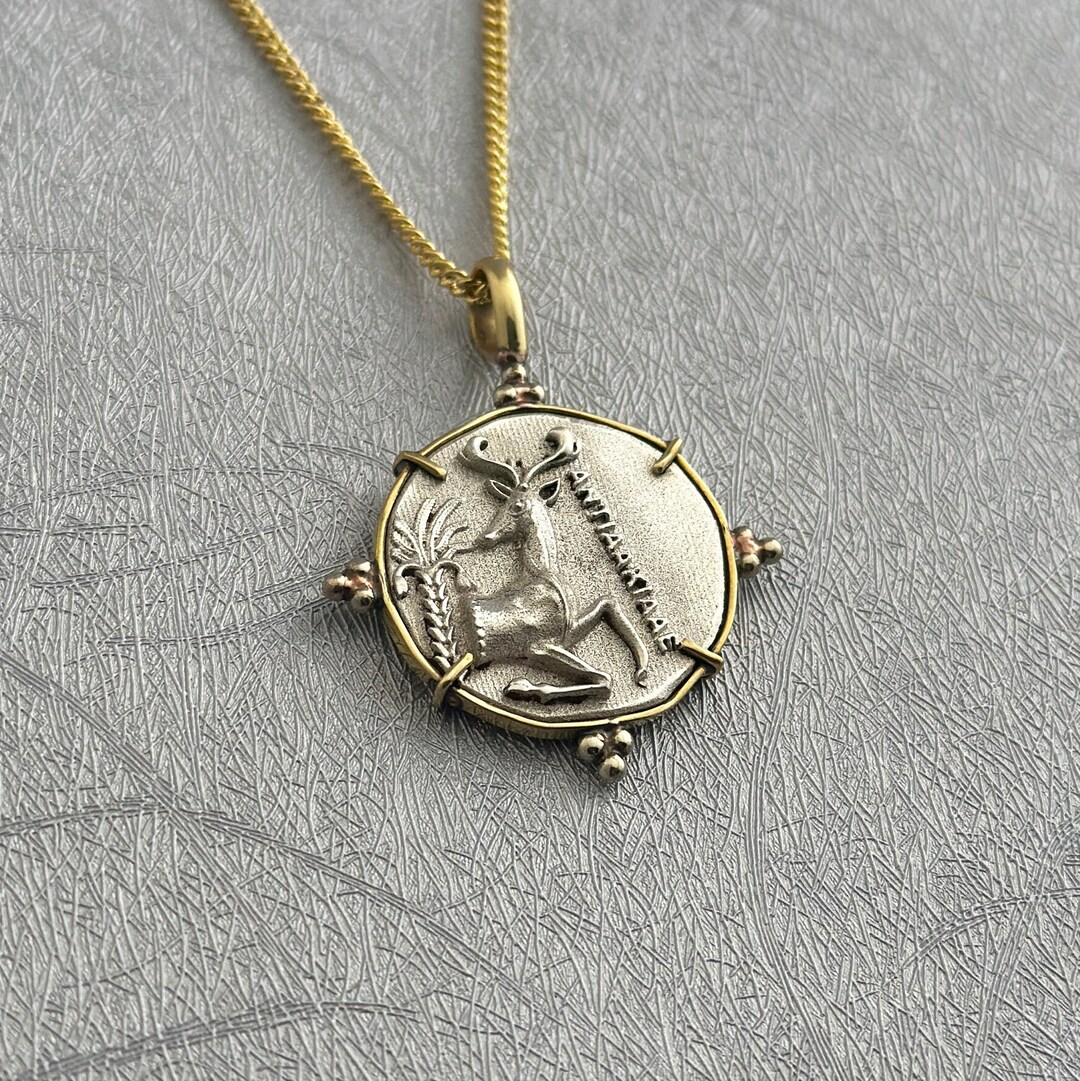 Stag Coin Necklace, Ancient Greek Coin, Personalized Necklace ...