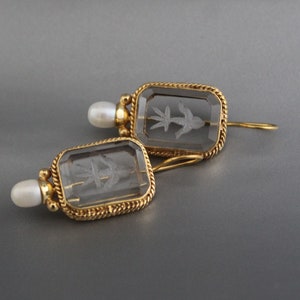 Intaglio Earrings, Clear Crystal Earrings, Antique Victorian Jewelry ...