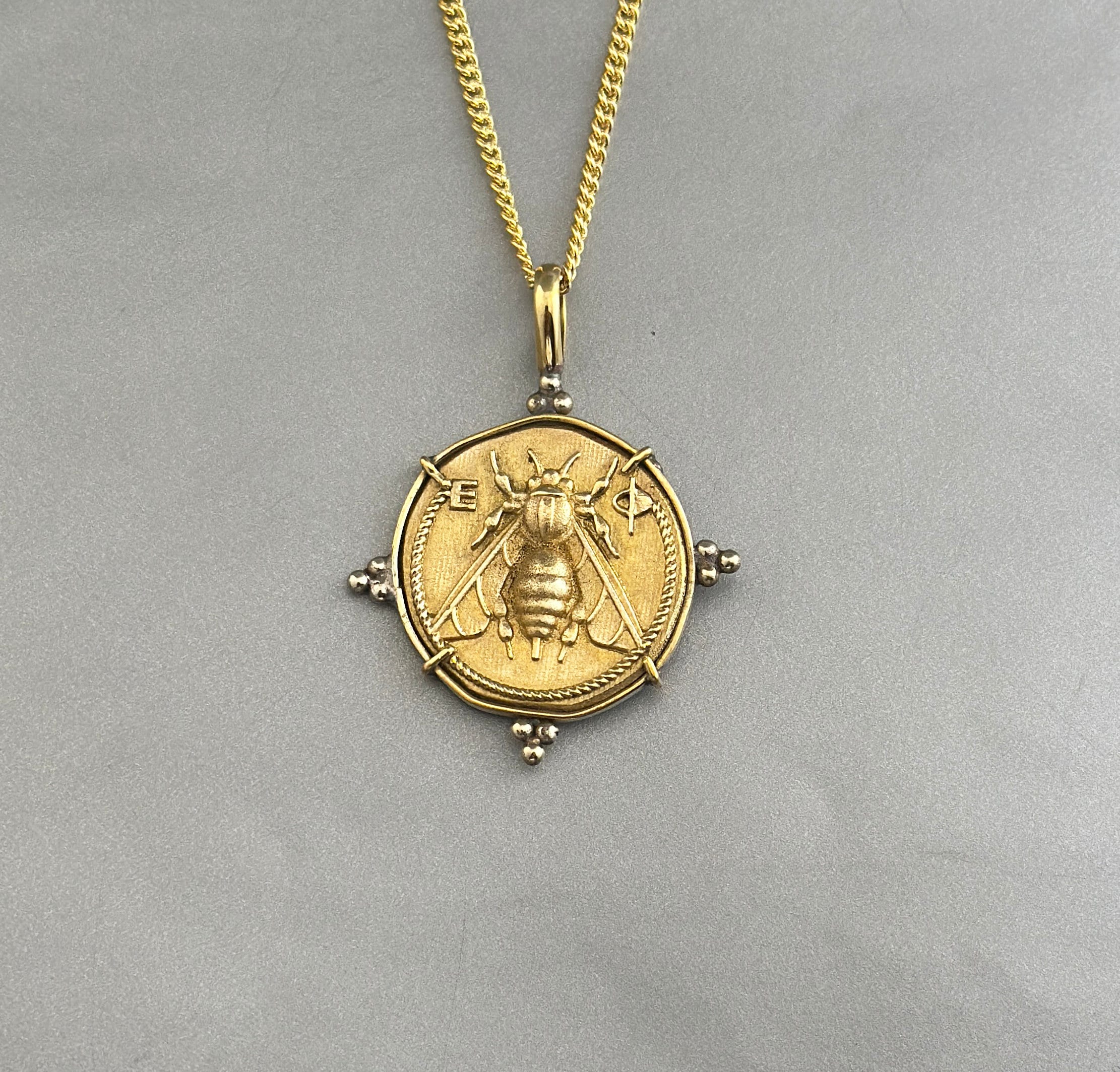 Brass Bee Coin Necklace: Vintage Egyptian Style - Etsy
