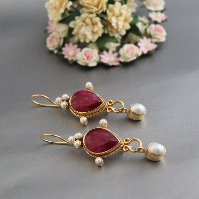Red Ruby Earrings - Etsy