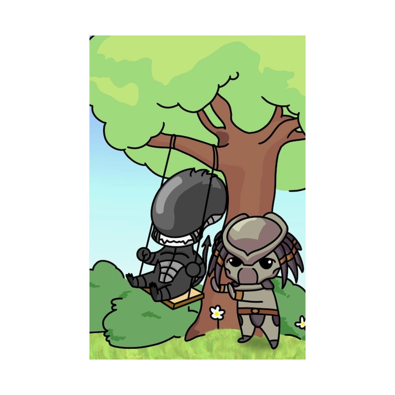 Alien Vs. Predator Poster Funny Cartoon Parody - Etsy