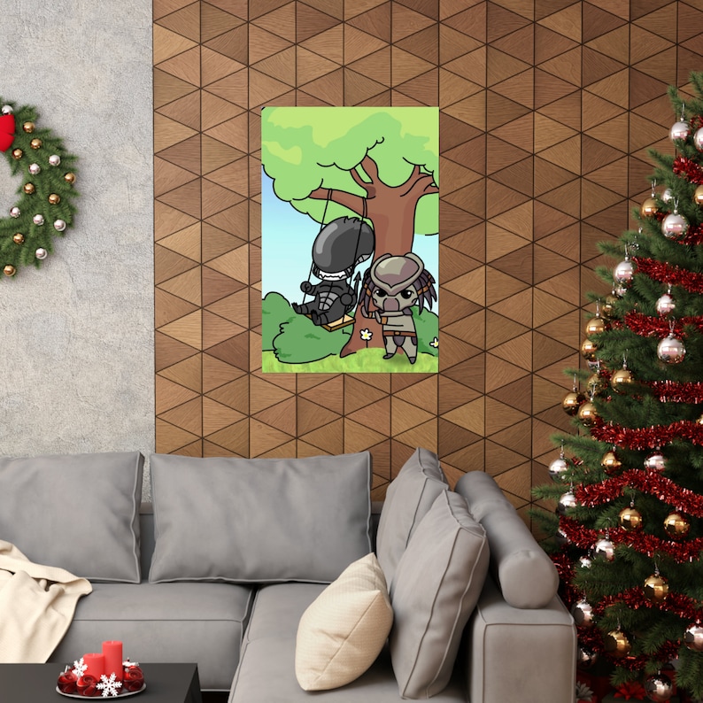 Alien Vs. Predator Poster - Funny Cartoon Parody - Etsy